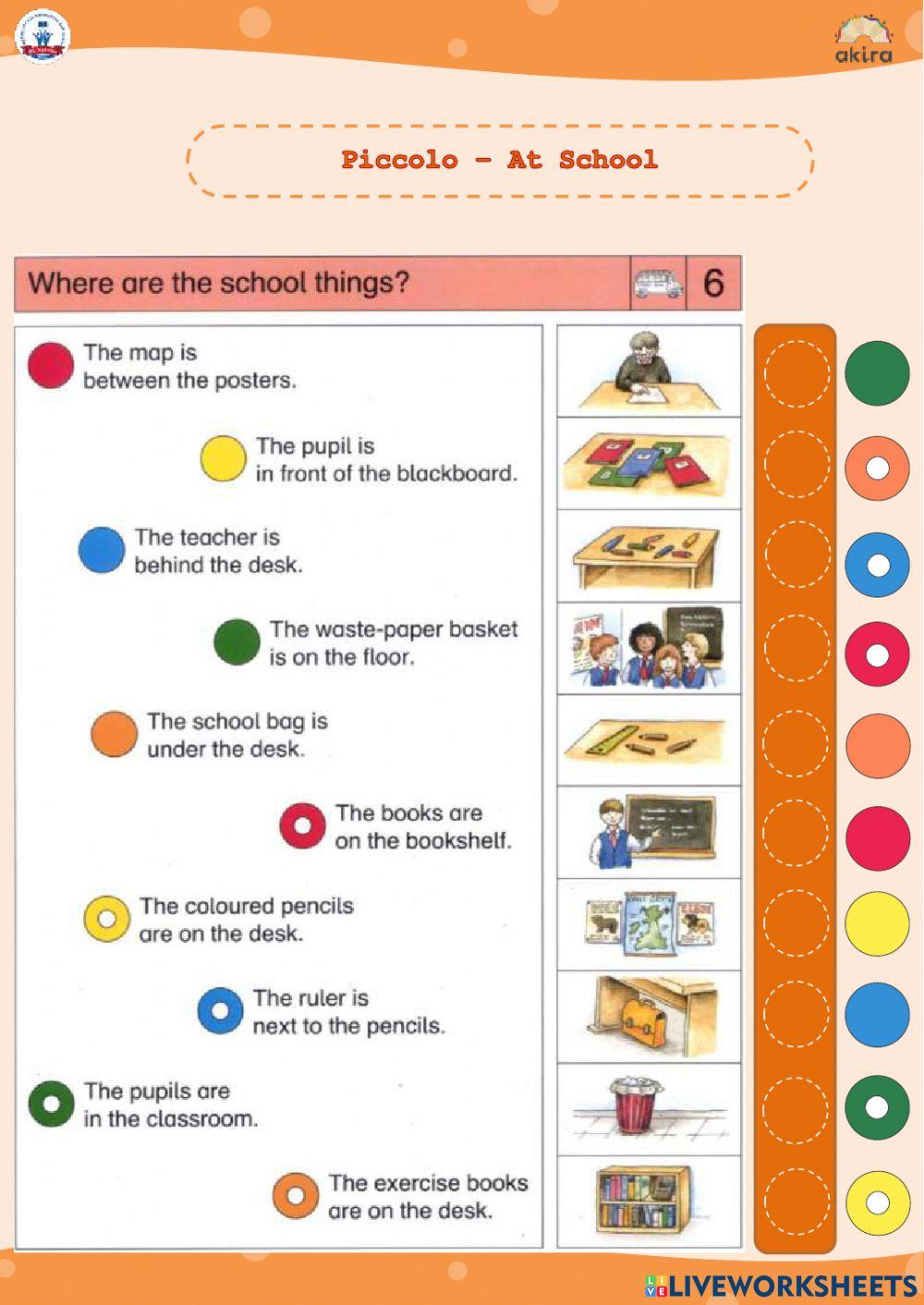 Piccolo - At School 6 online exercise for | Live Worksheets