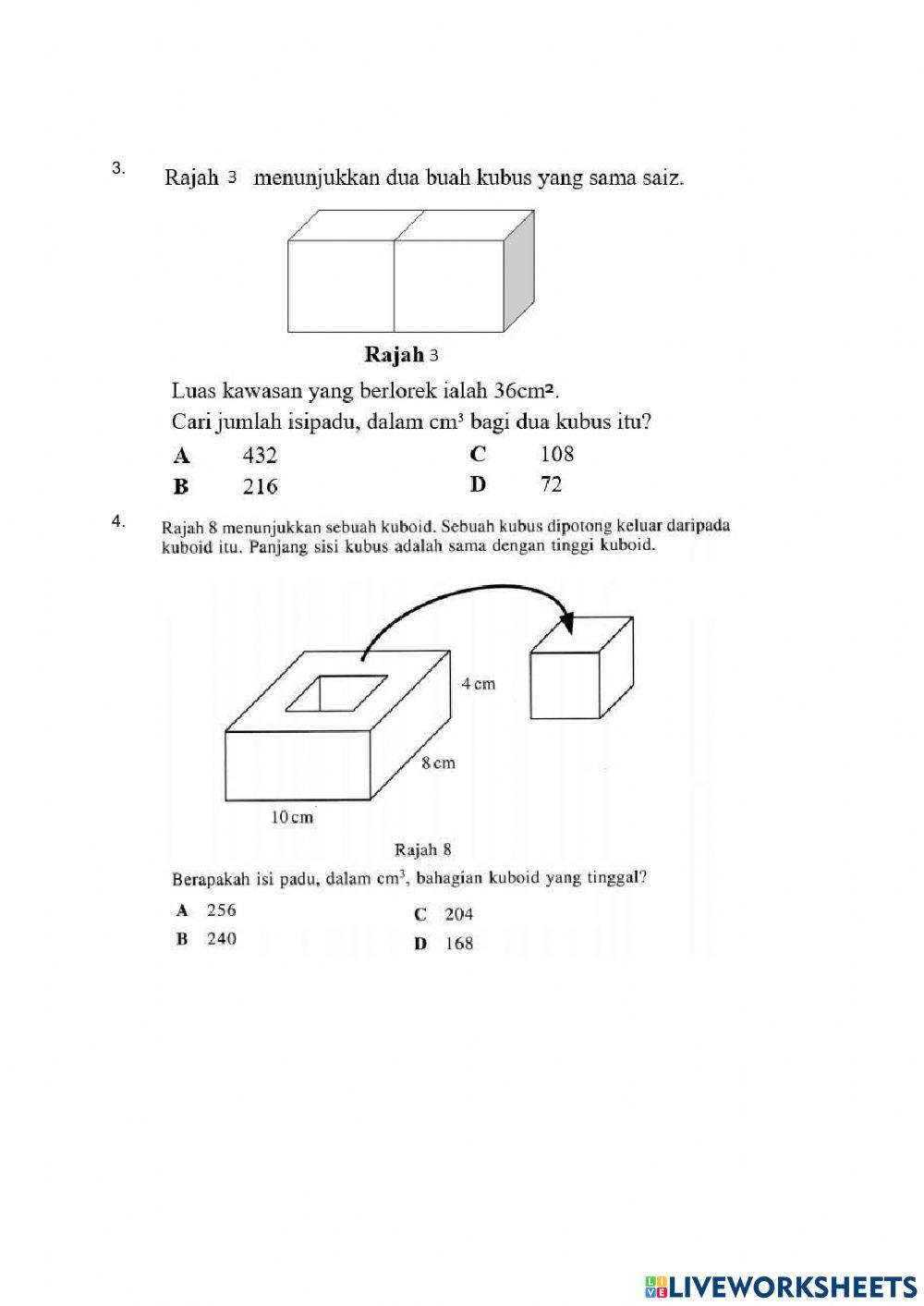 Ruang online worksheet for TAHUN 6 | Live Worksheets