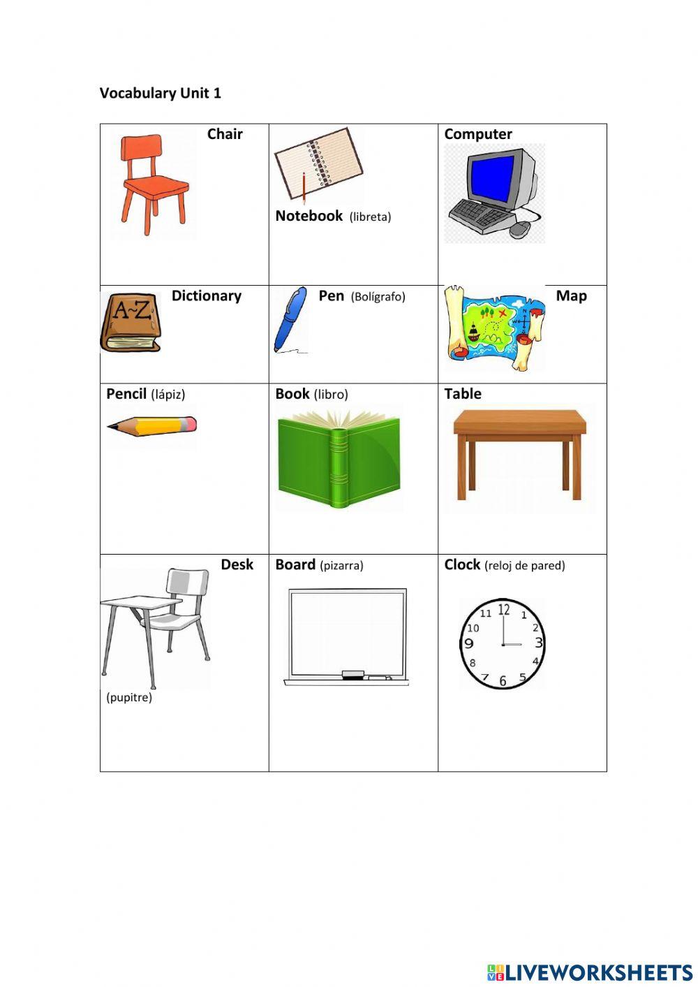 M1 Unit 1 Vocabulary online exercise for | Live Worksheets