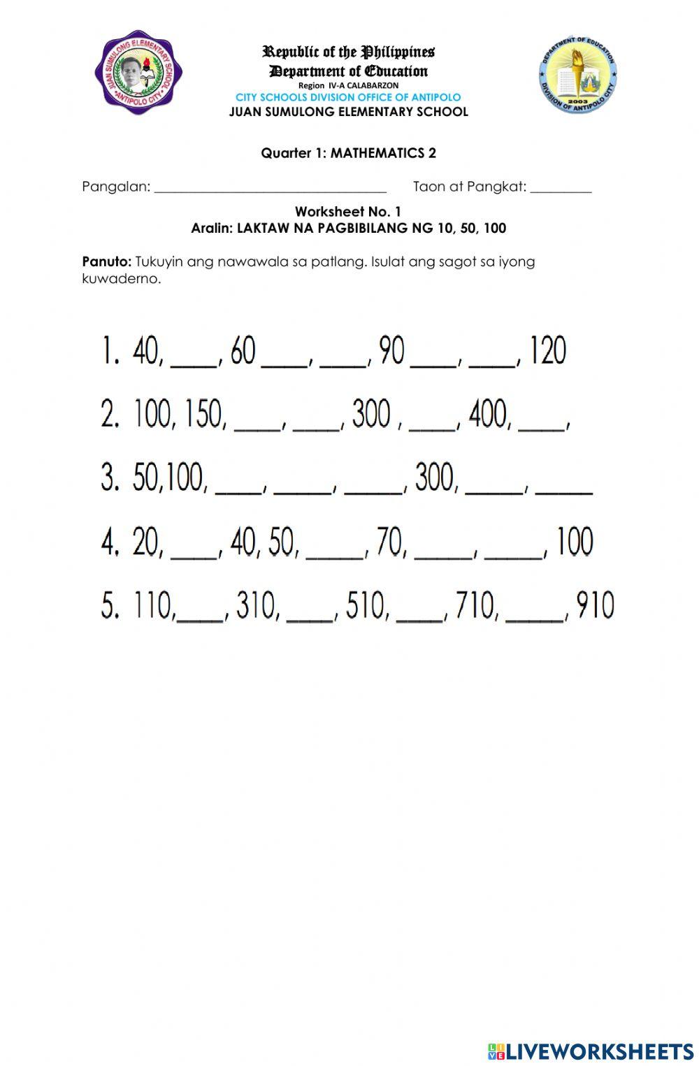Laktaw na Pagbi… | Free Interactive Worksheets | 3998217