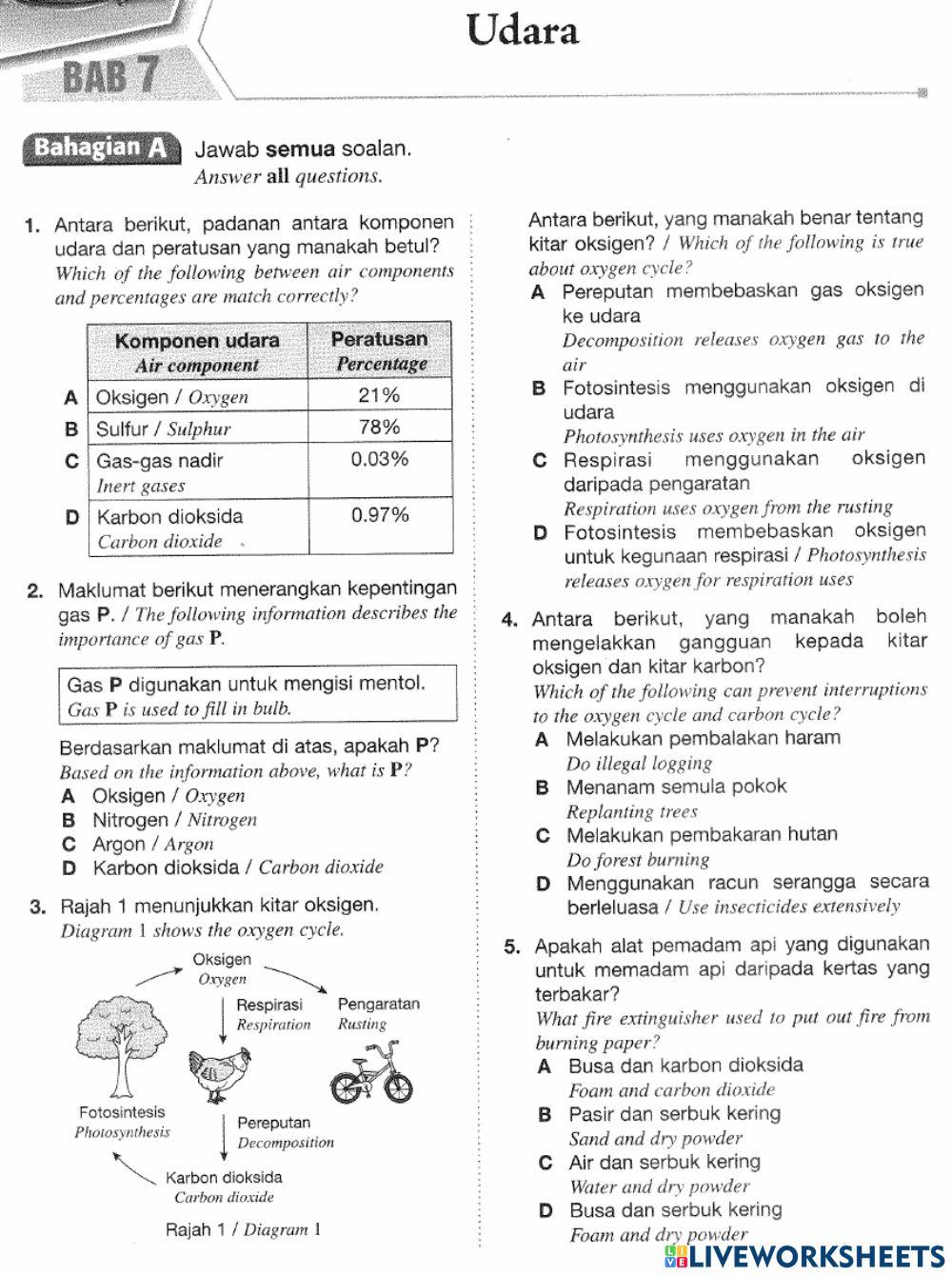 Worksheet Science Form 1 Chapter 7 4312592