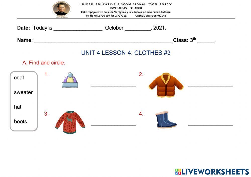 Clothes 3 interactive worksheet for 3RD | Live Worksheets