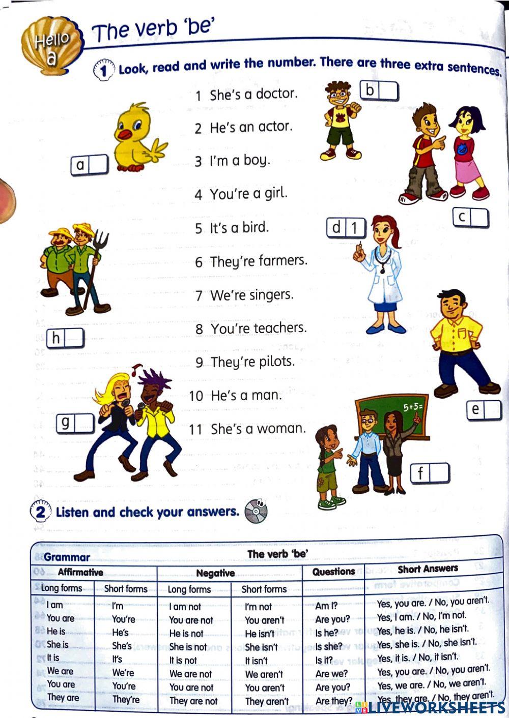 The verb 'be' 1564007 | raz id | Live Worksheets