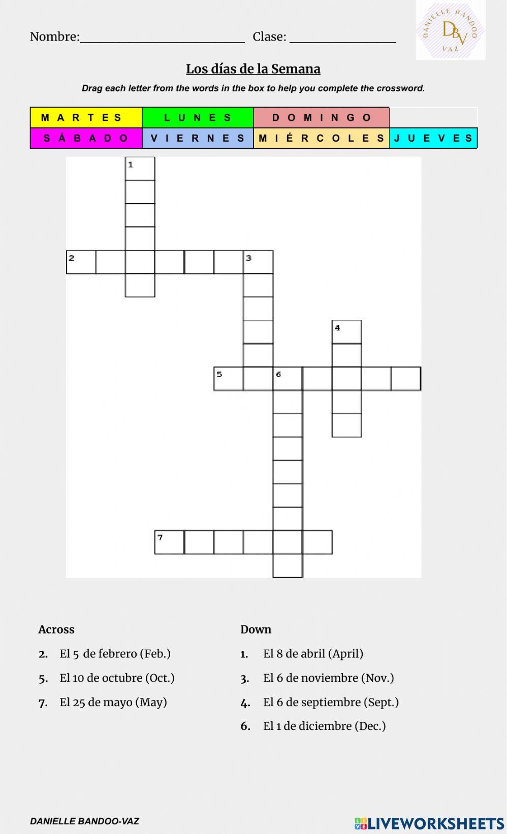 Los días de la Semana online exercise for | Live Worksheets