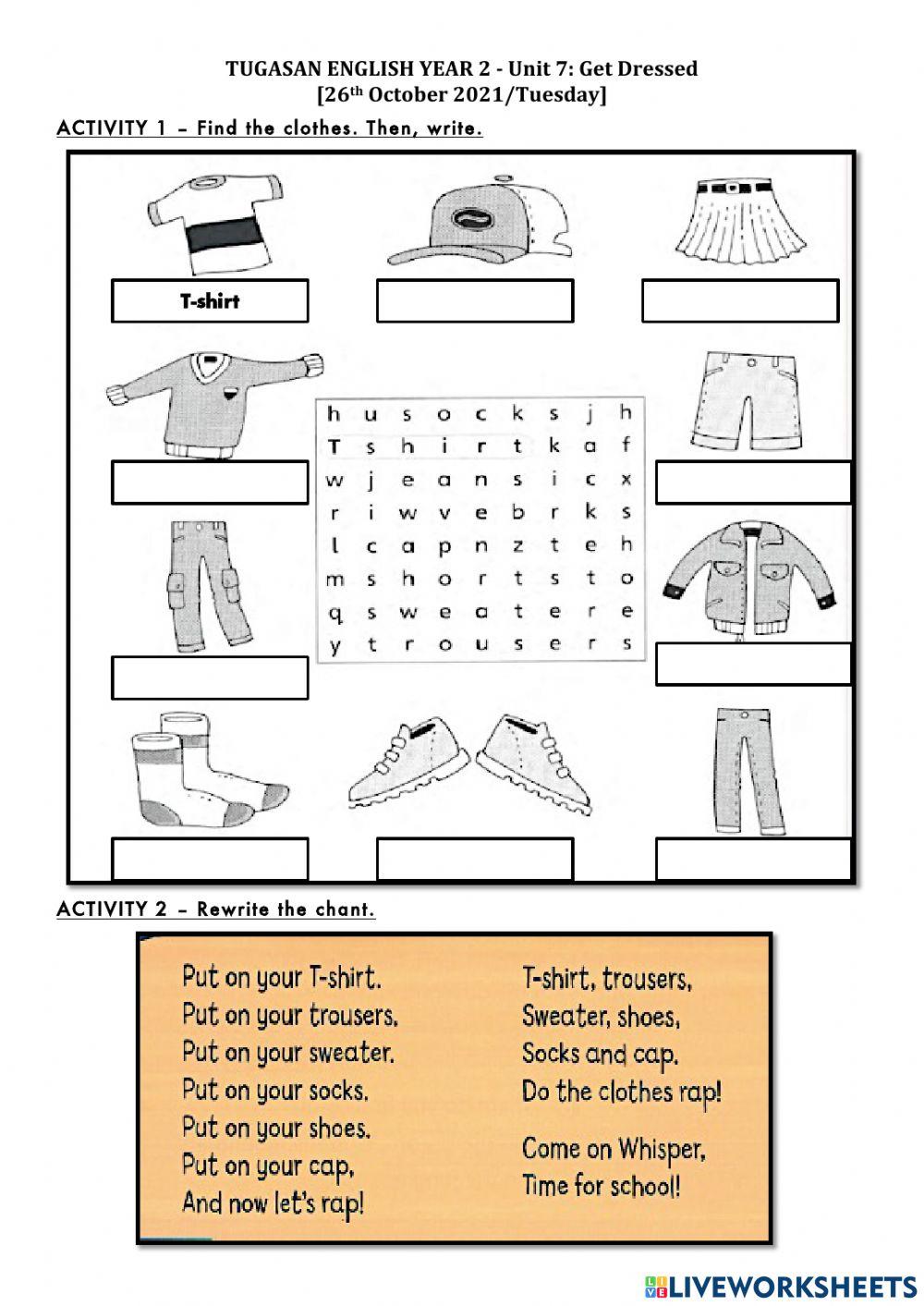 Superminds Unit 7: Get Dressed (Writing 1) 1564098