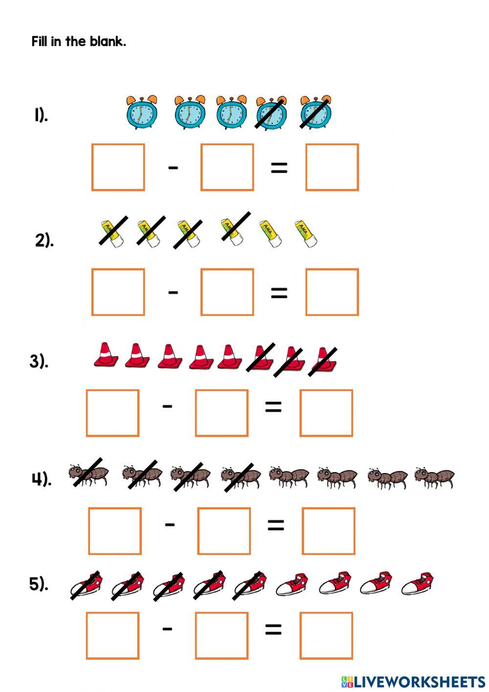 Subtraction online exercise for grade 2 | Live Worksheets