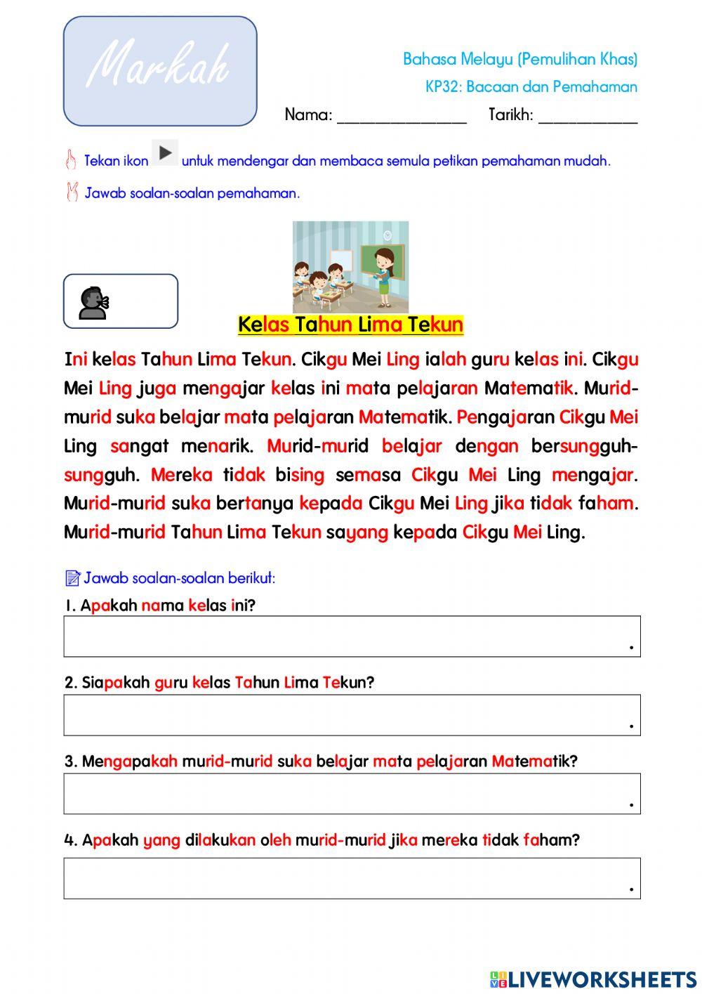 Bacaan dan Pema… | Free Interactive Worksheets | 1564303
