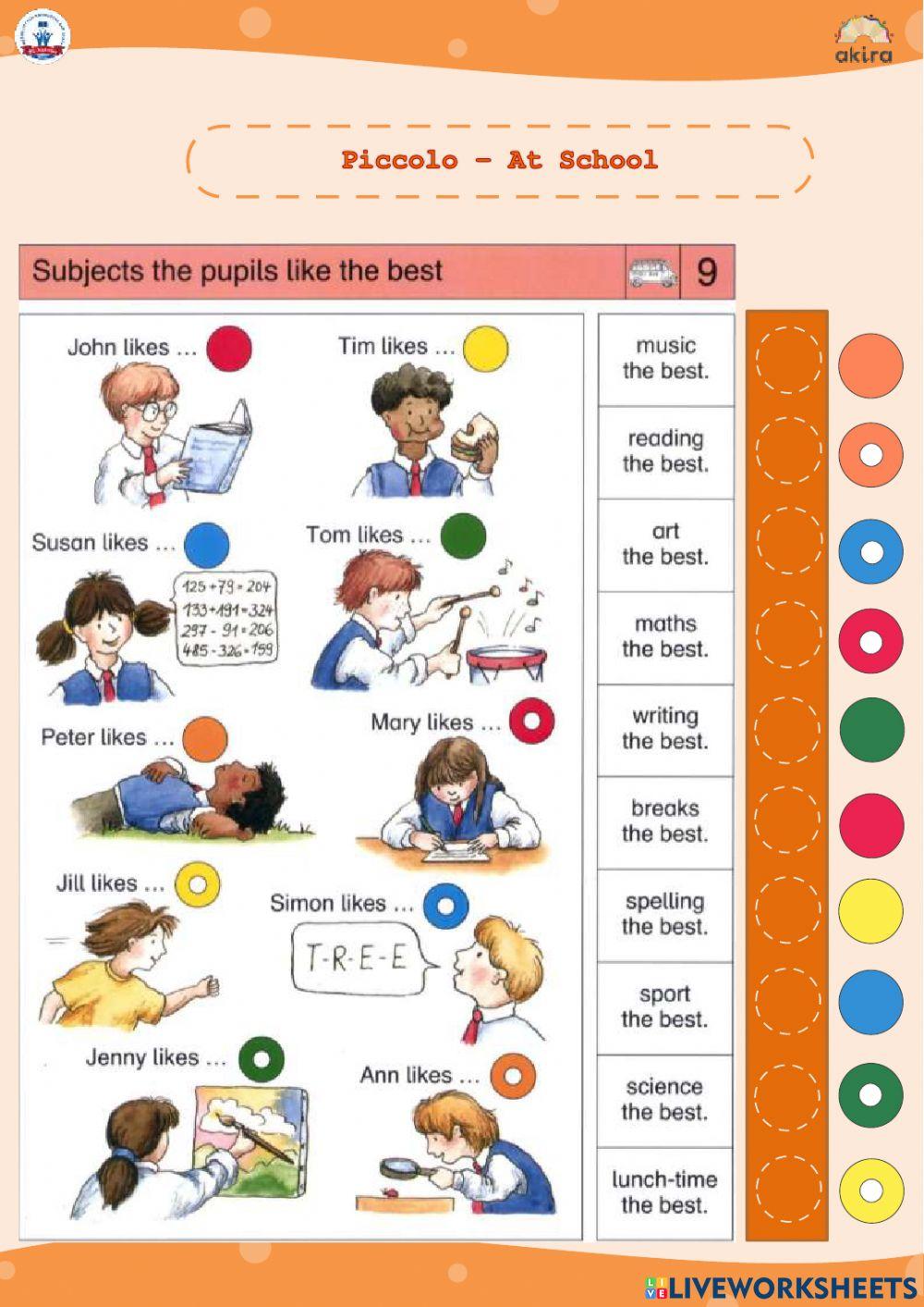 Piccolo - At School 9 online exercise for | Live Worksheets