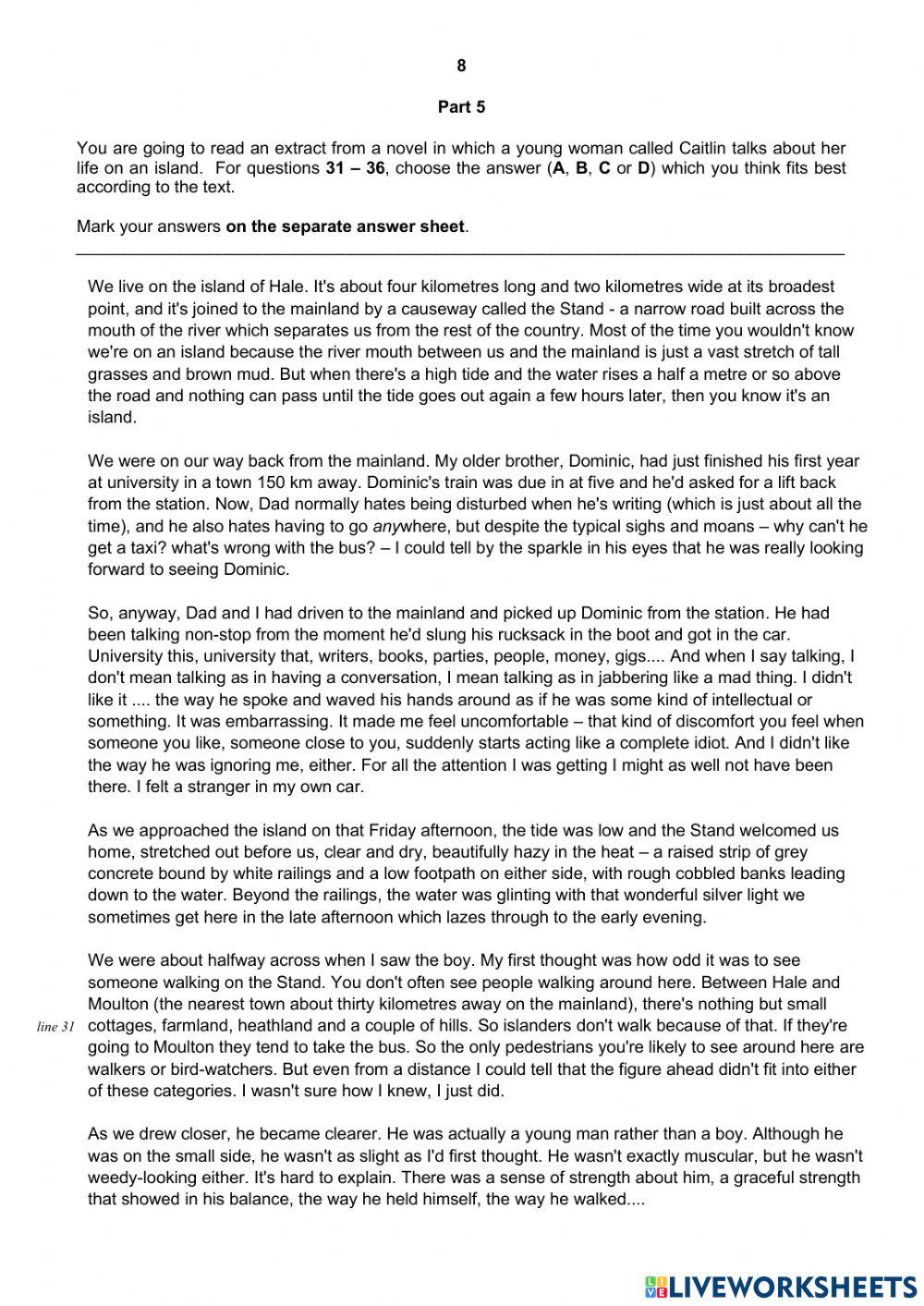 Fce-reading 01 | Free Interactive Worksheets | 1564543