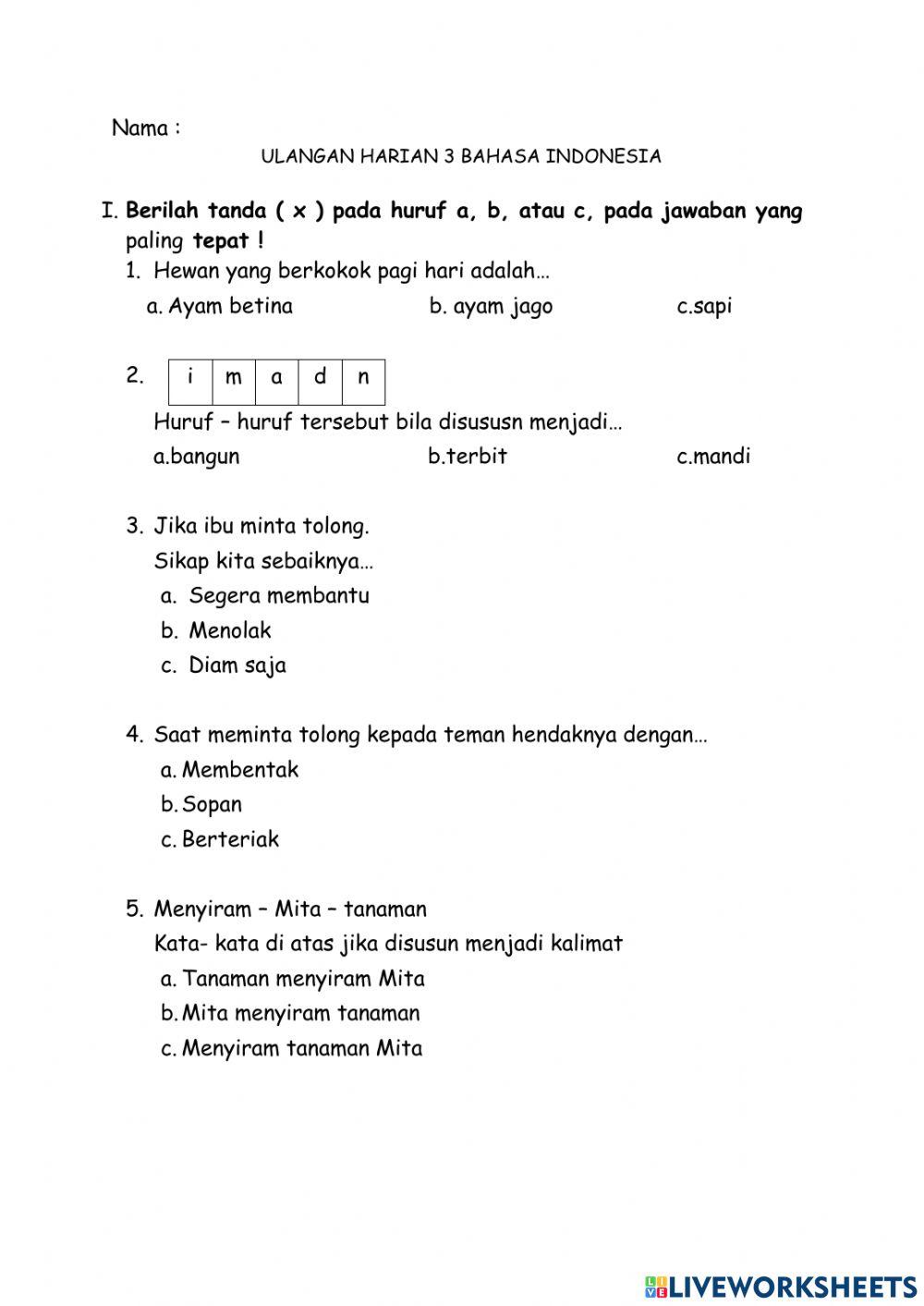 Supriyatini, S.Pd worksheet | Live Worksheets