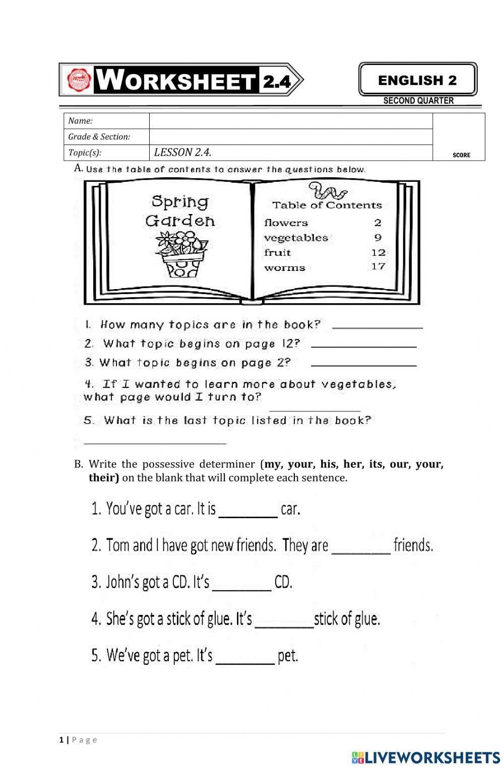 ENG.2-Worksheet 2.4. worksheet | Live Worksheets