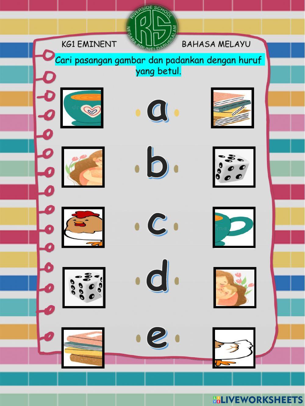 Ulangkaji hurf a - e worksheet | Live Worksheets