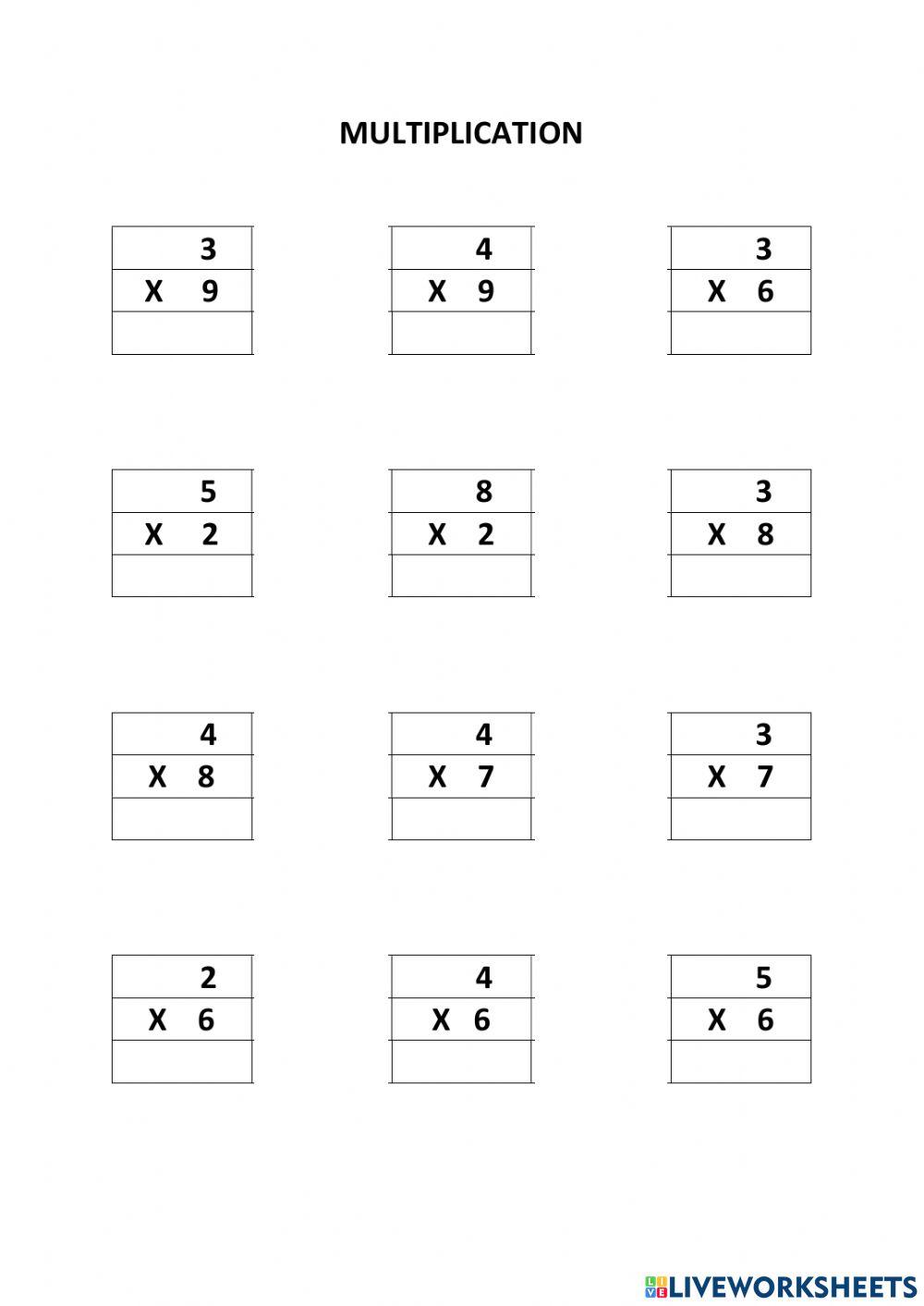 Multipilcation worksheet | Live Worksheets