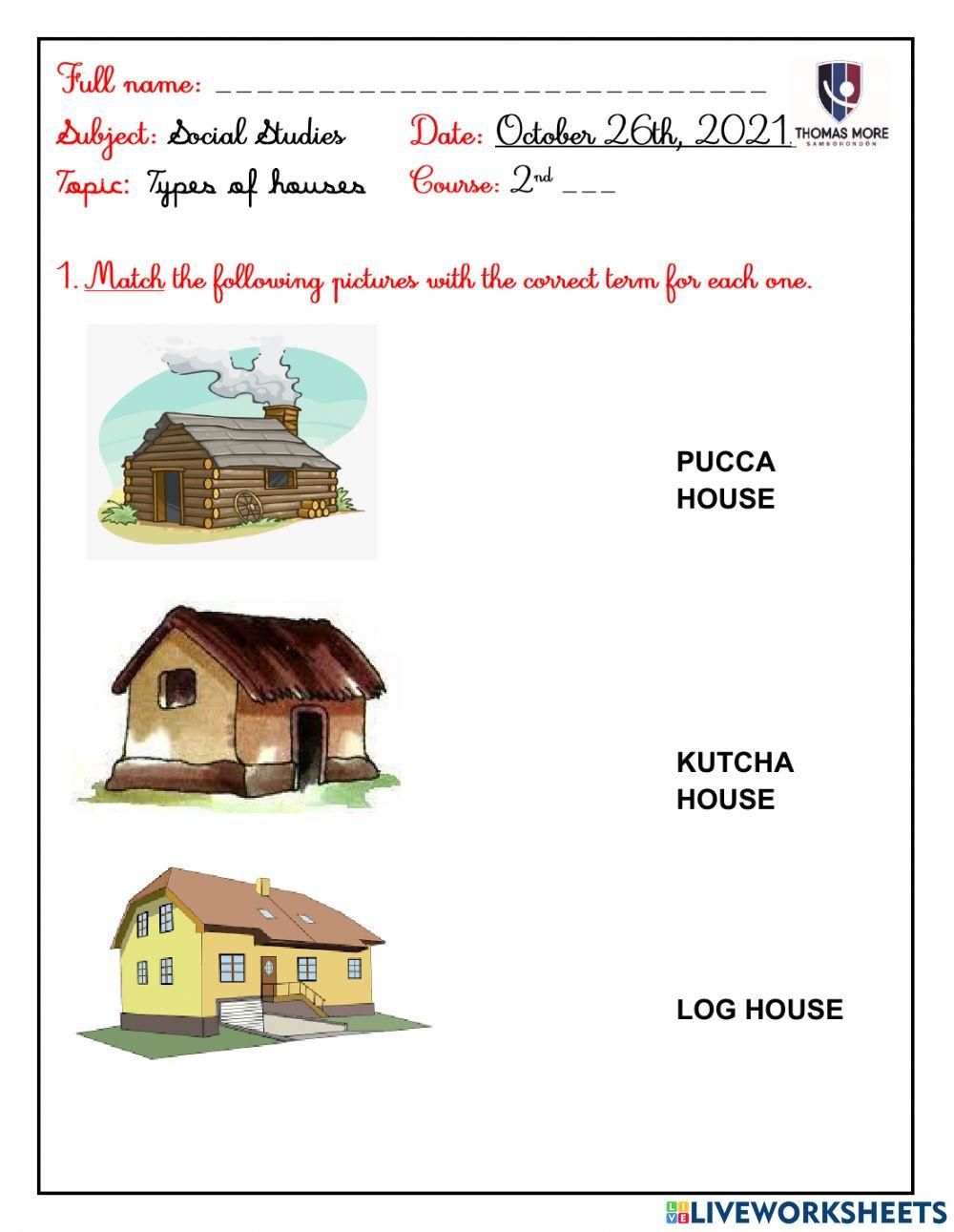 TYPES OF HOUSES online exercise for | Live Worksheets