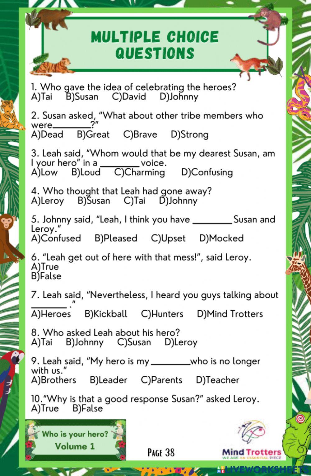 Who is yor hero? worksheet | Live Worksheets