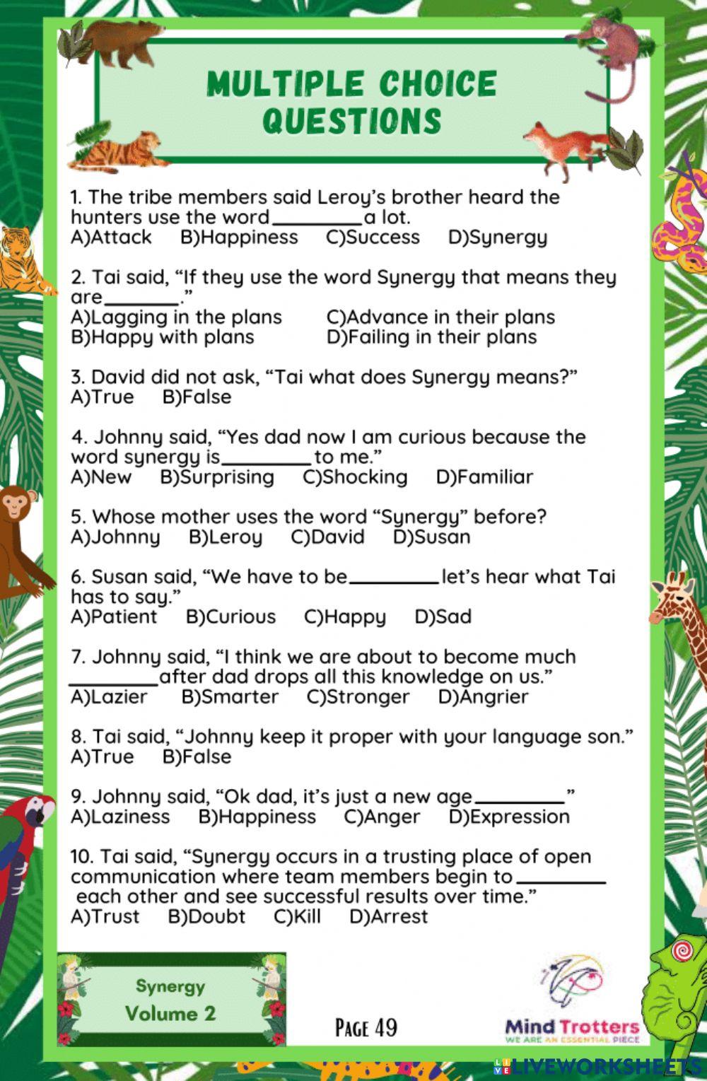 Synergy (2) worksheet | Live Worksheets