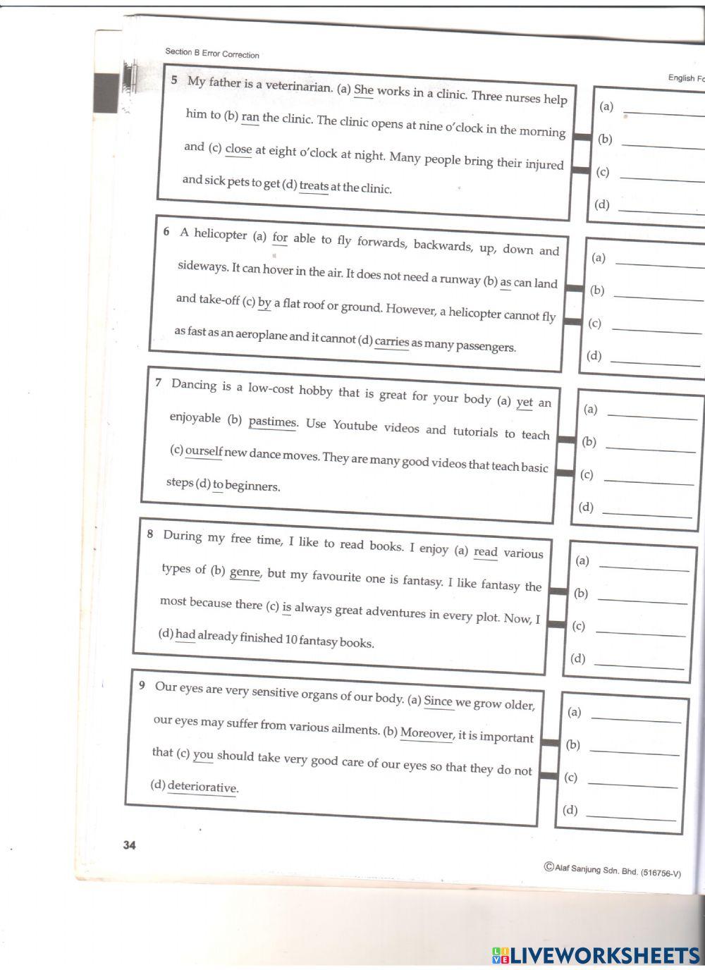 Grammar online exercise for Form 1-3 | Live Worksheets