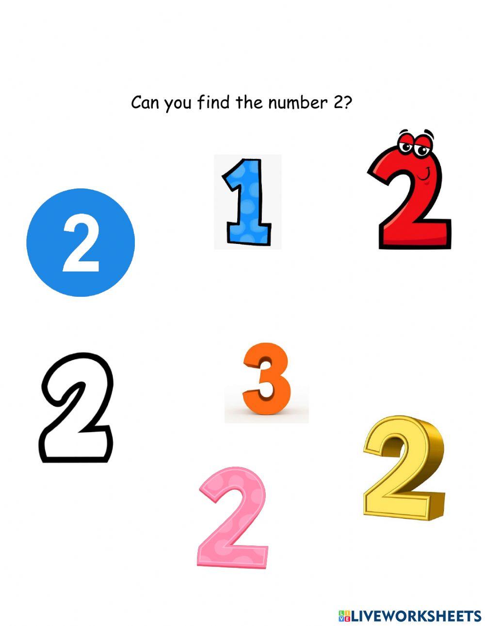The number 2 worksheet | Live Worksheets