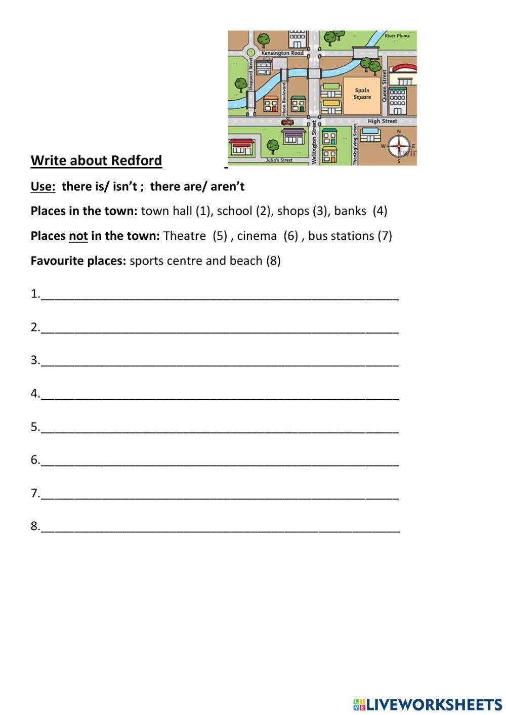 there is -isn't- thre are -aren't + places in town