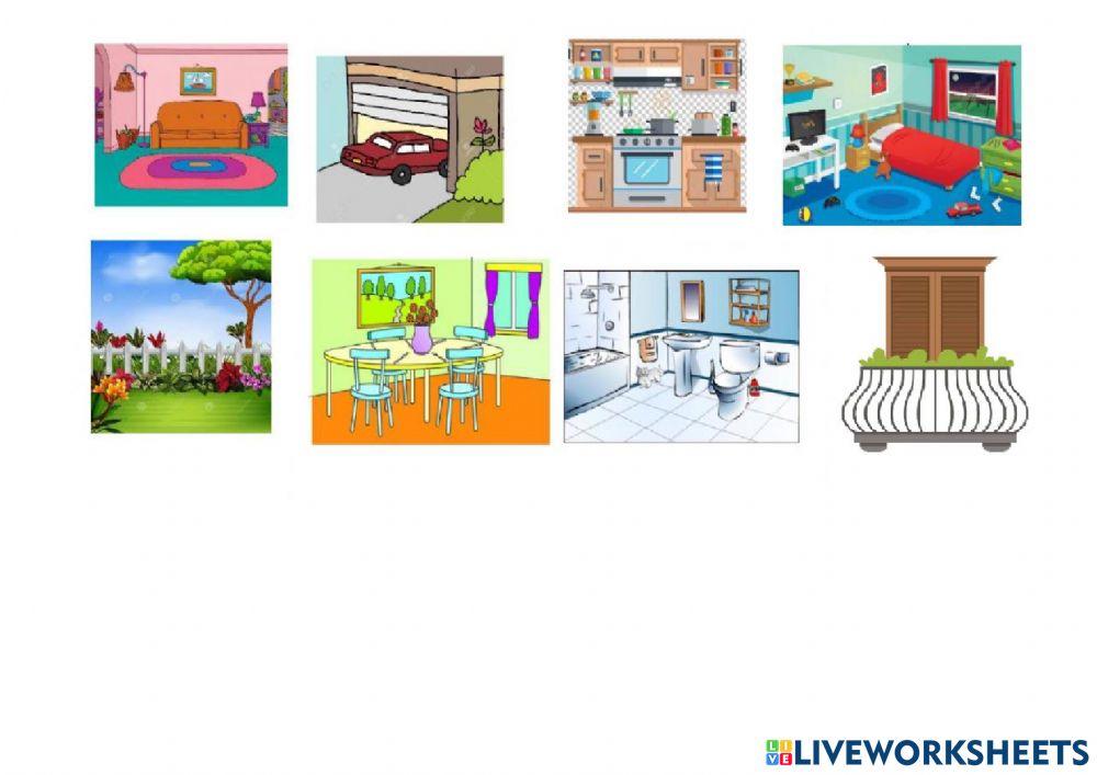 House and rooms worksheet | Live Worksheets