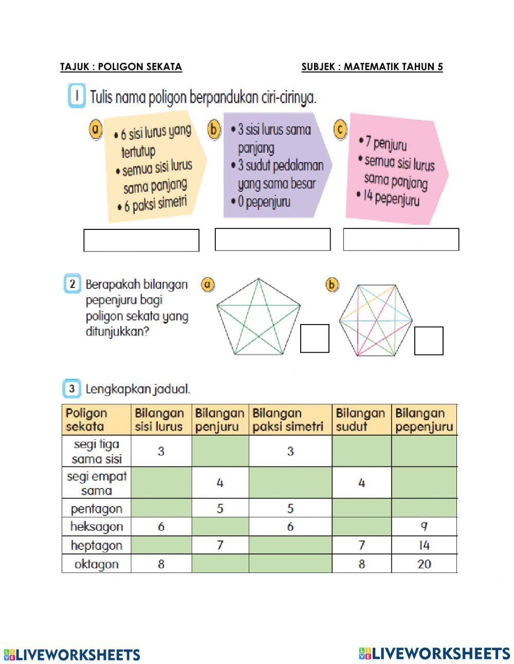 Ruang online exercise for 5 | Live Worksheets