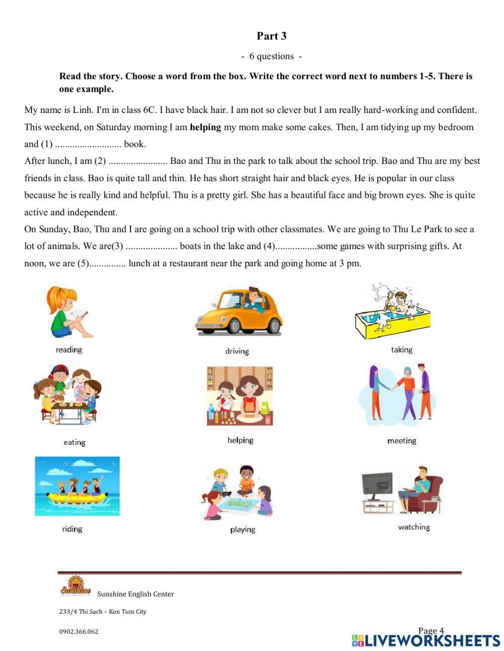 Odi 3 - movers - reading & writing worksheet | Live Worksheets