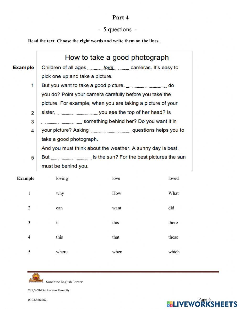 Odi 3 - movers - reading & writing worksheet | Live Worksheets