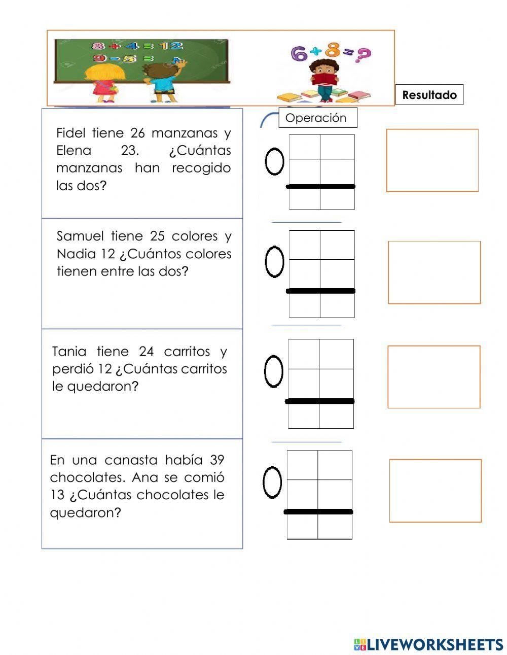 Problemas Con Sumas Y Restas Liveworksheets - Image to u Problemas Con Sumas Y Restas Liveworksheets - Image to u