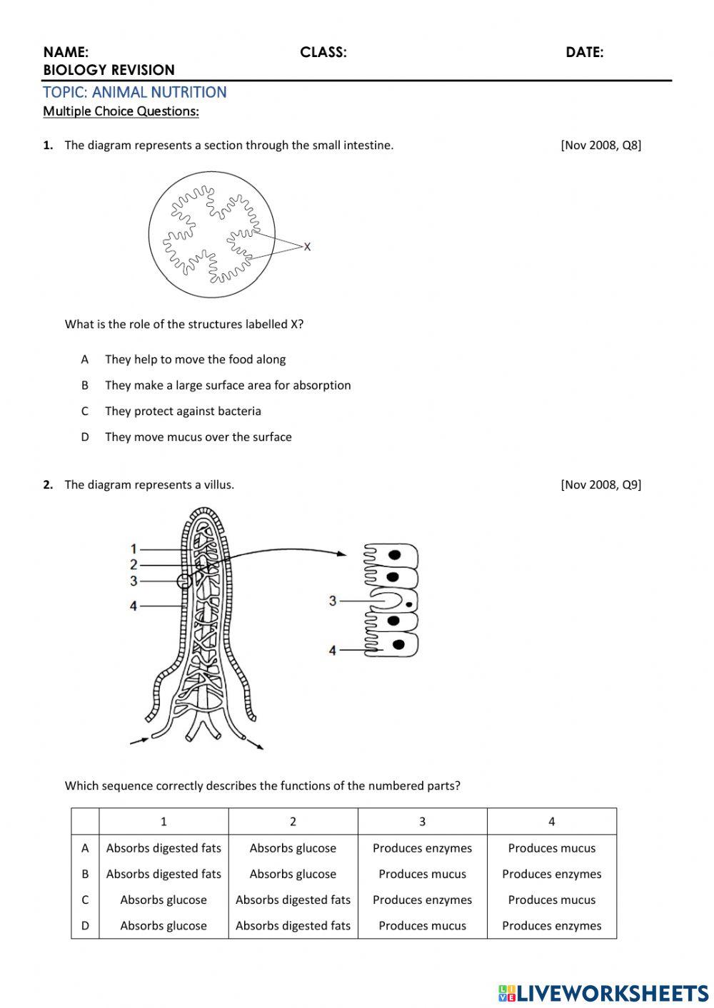 Biology - 5 Ani… | Free Interactive Worksheets | 1567045