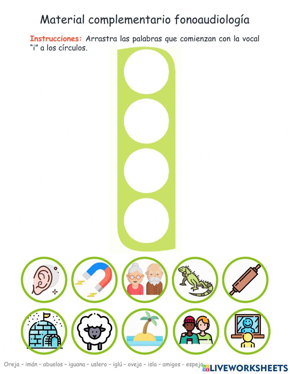 Vocal i online worksheet for pre kinder | Live Worksheets