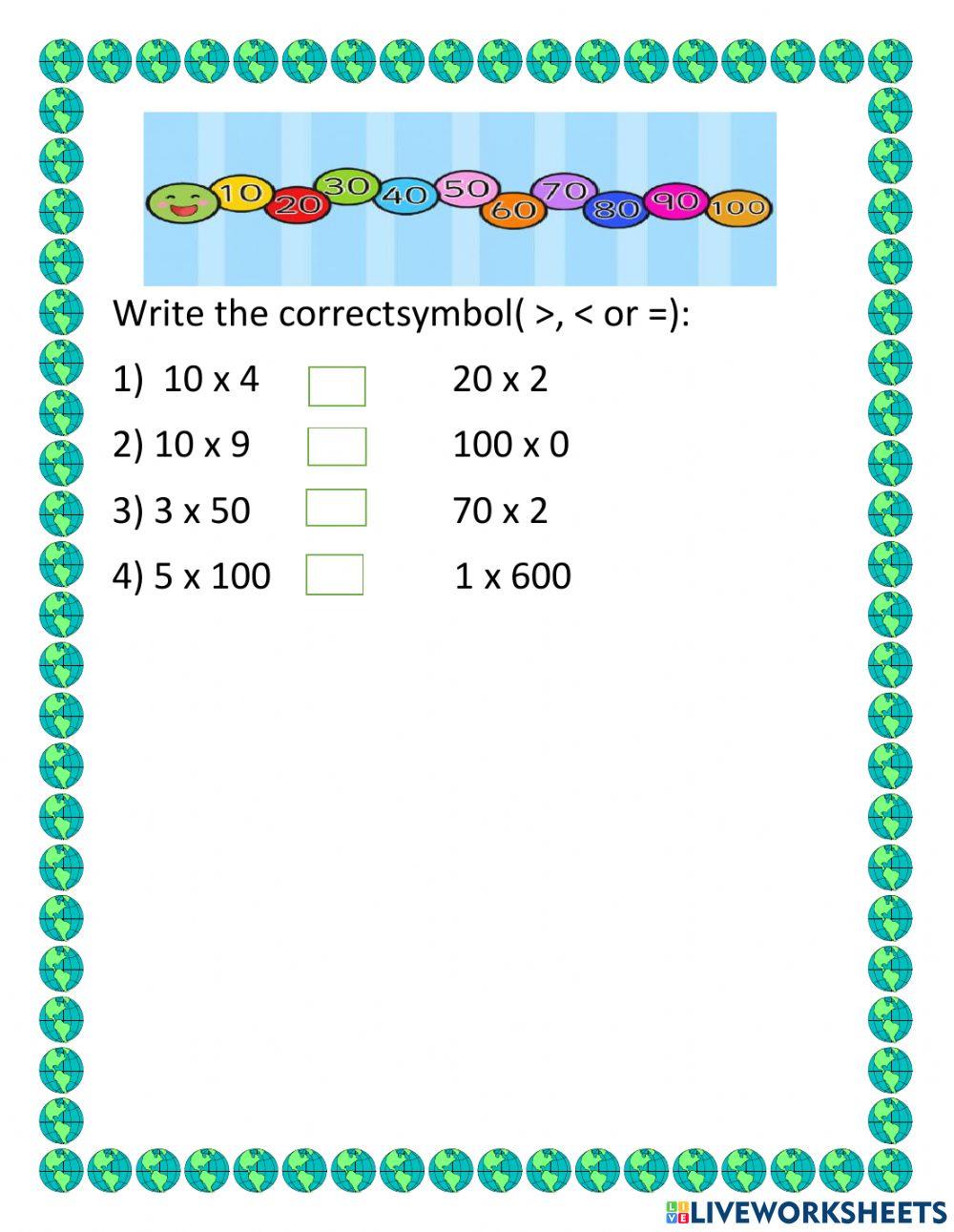 Multiples of 10 and 100 worksheet | Live Worksheets