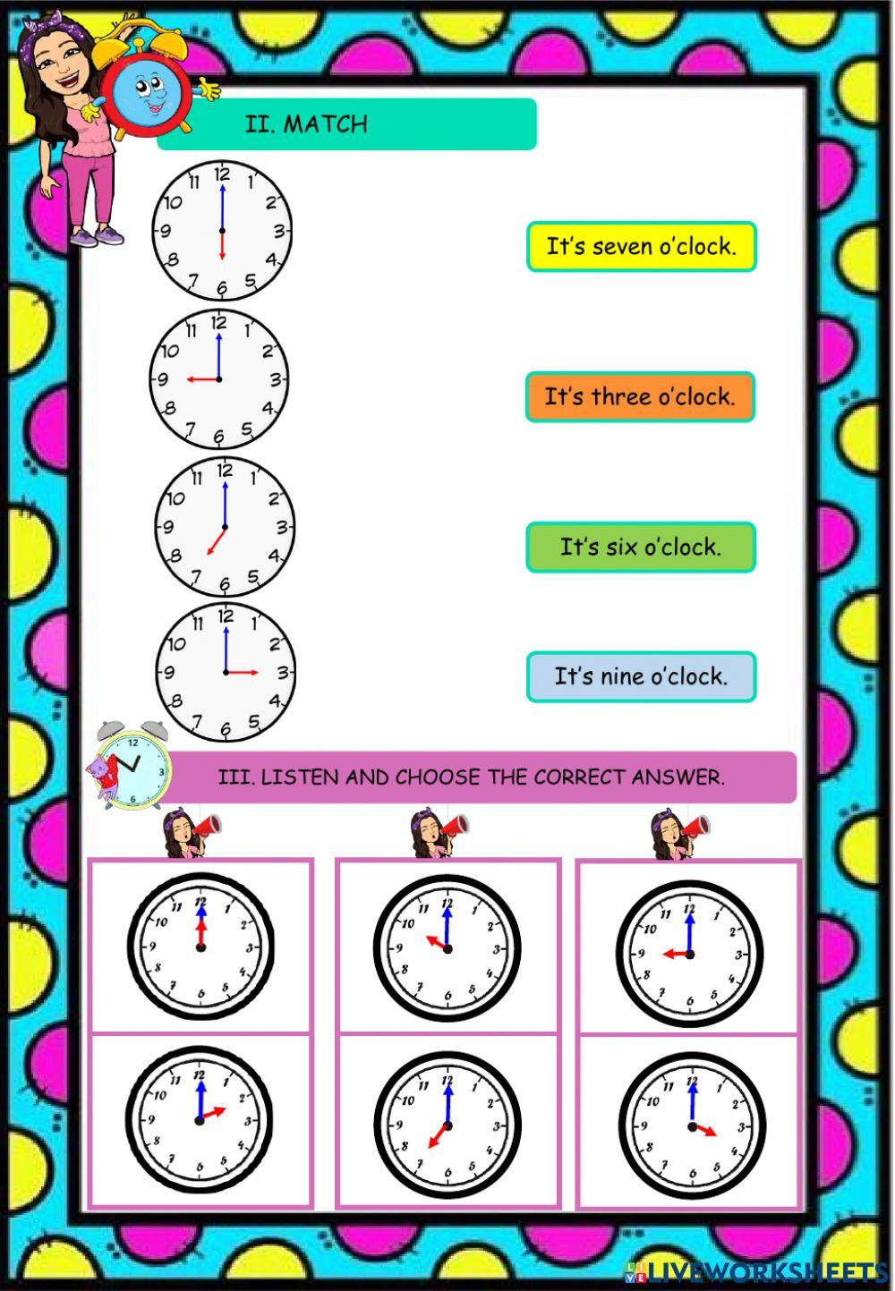 What time is it? online exercise for ingles | Live Worksheets