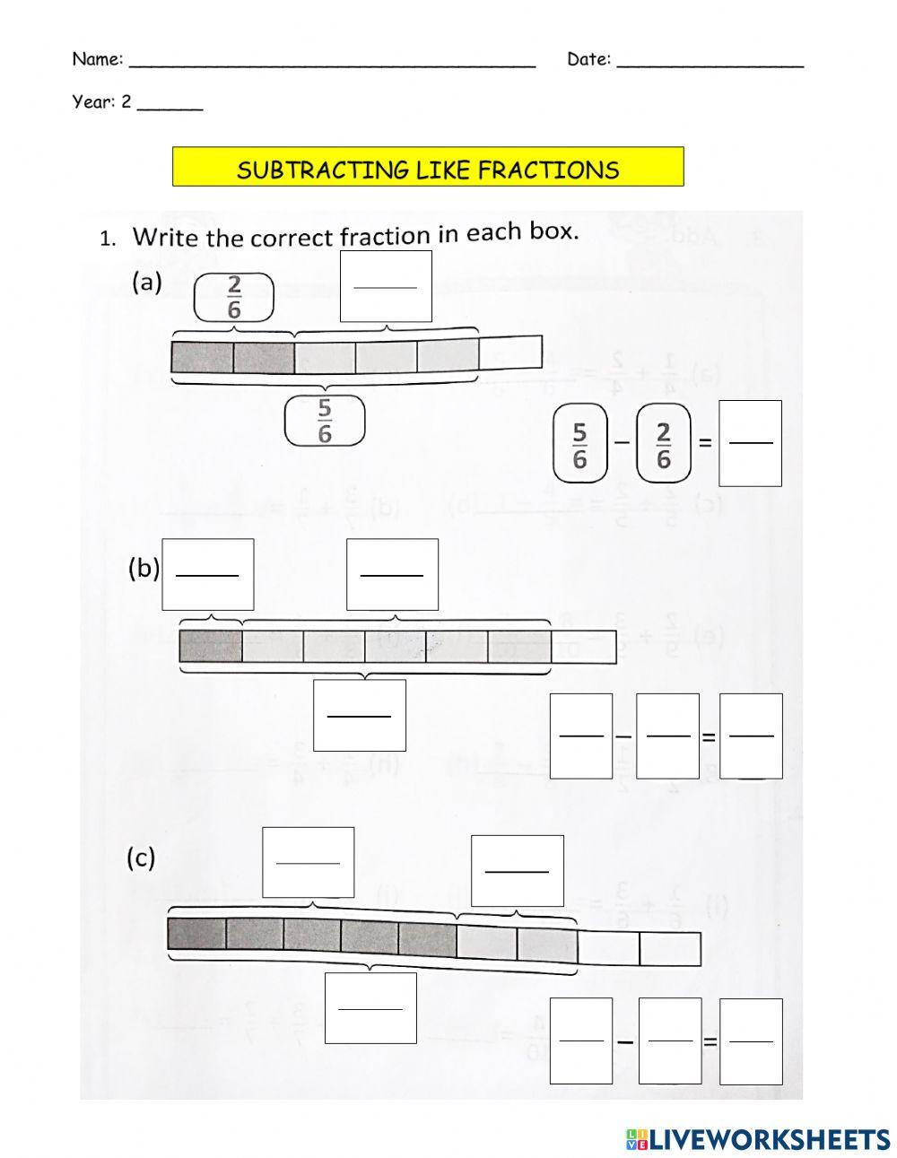 Fractions online exercise for 2 | Live Worksheets