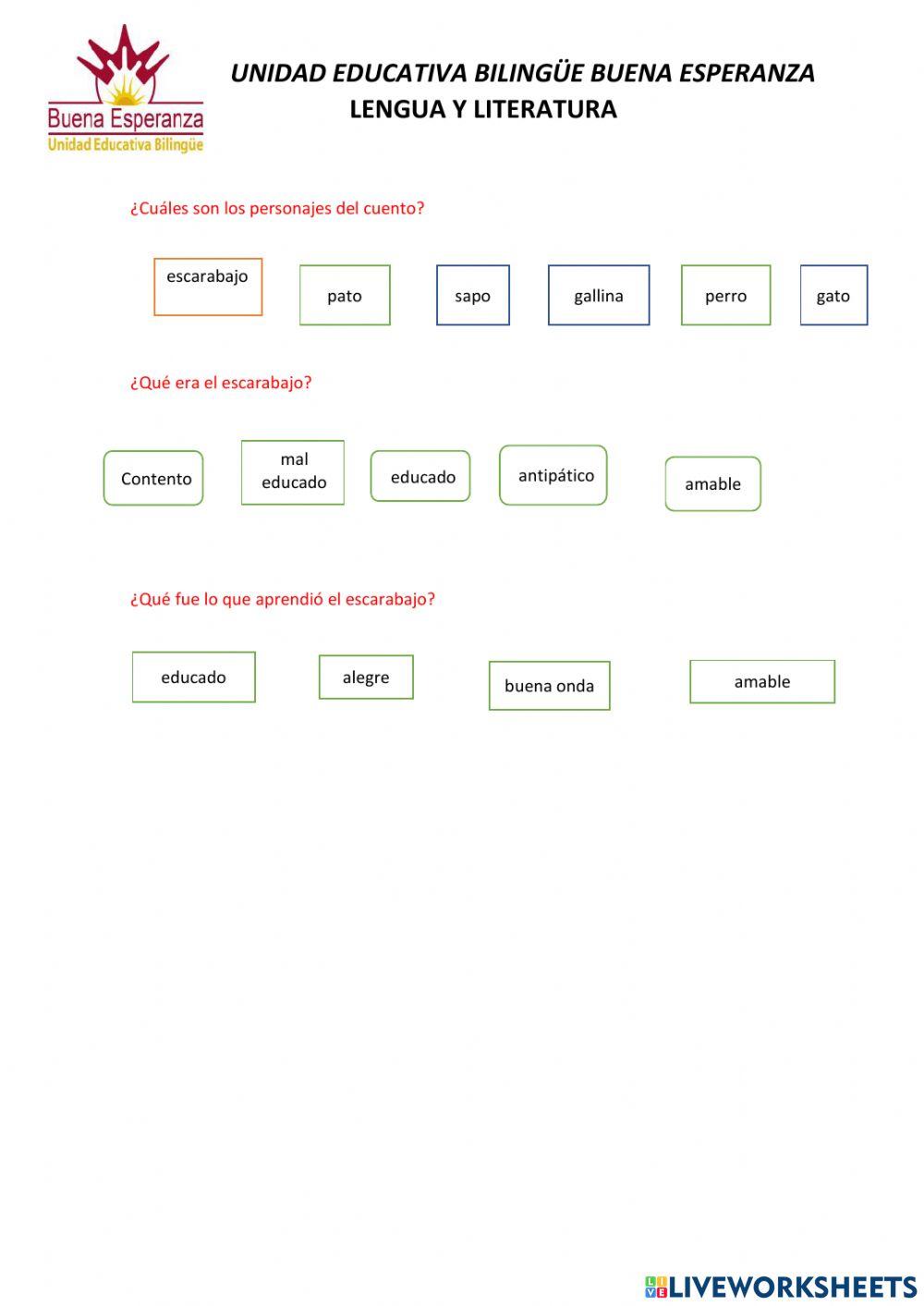 Lenguaje | Free Interactive Worksheets | 1567942