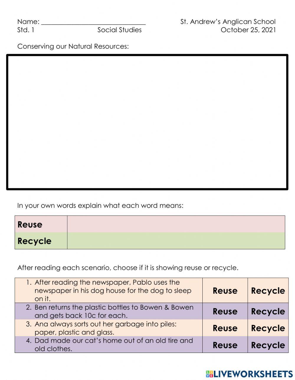 Recycle 3456378 | Saidy Lissette Hob | LiveWorksheets