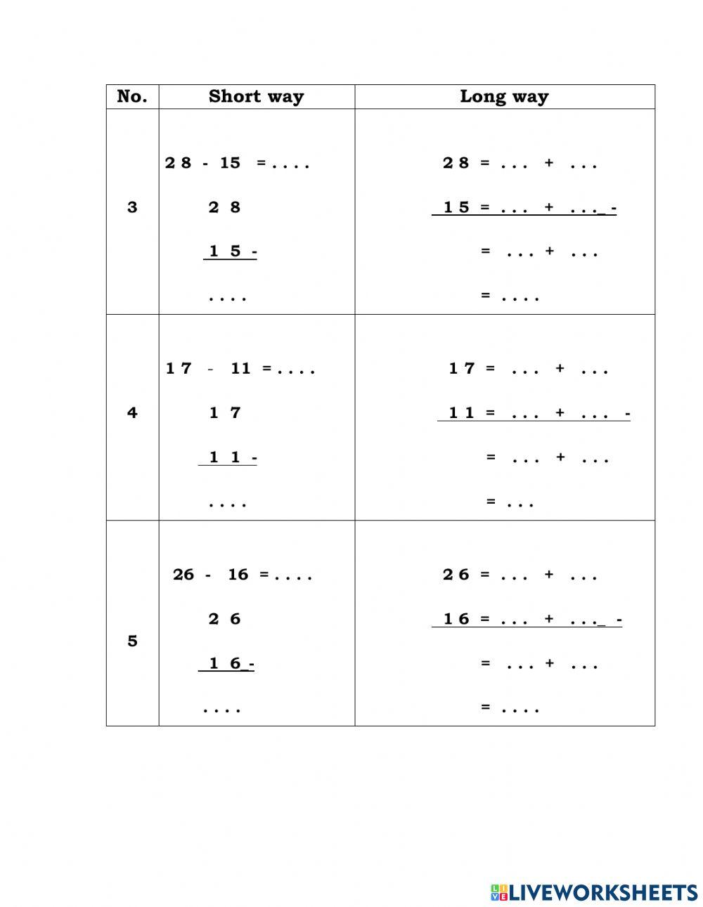 Vertical Subtraction online exercise for | Live Worksheets
