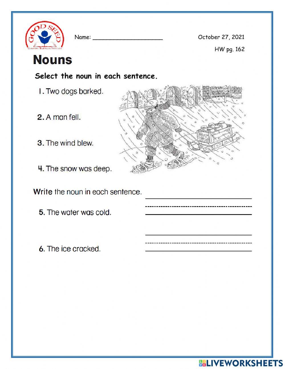Nouns online exercise for 2nd | Live Worksheets