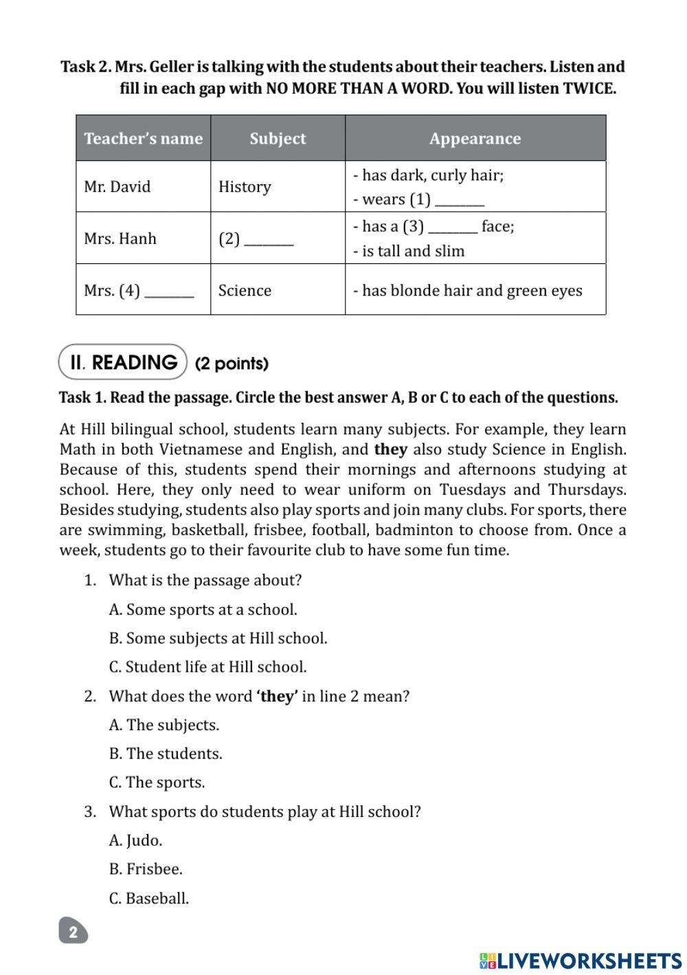 G6 Mid-term revision worksheet | Live Worksheets