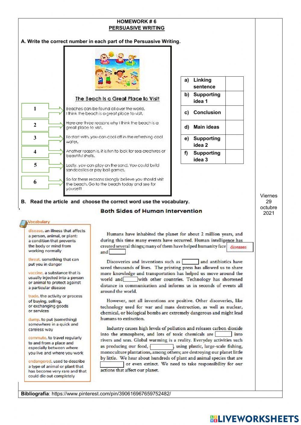 Argumentative w… | Free Interactive Worksheets | 1568681