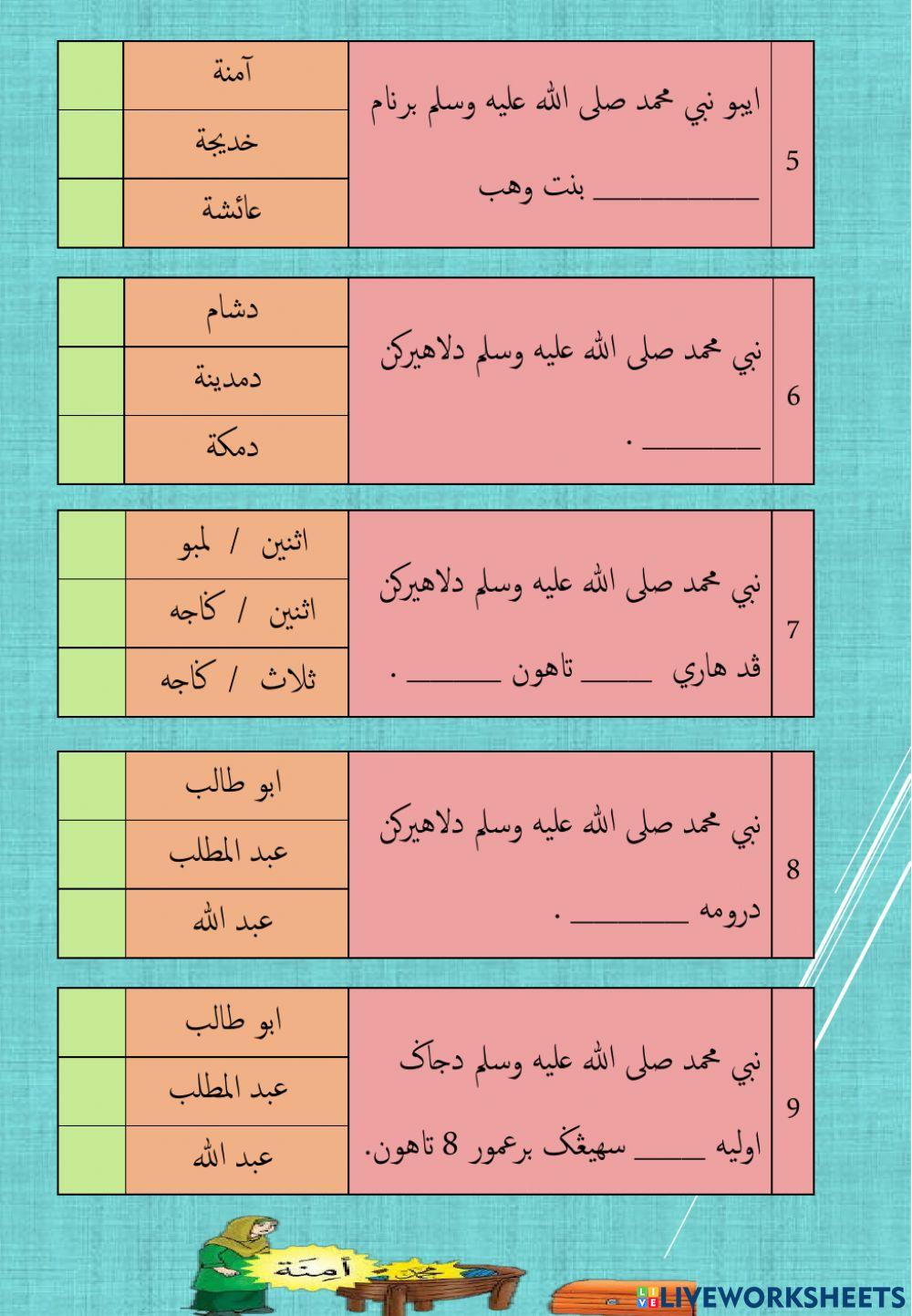 Thn 3, N.Muhammad SAW(ulangkaji) online exercise for | Live Worksheets