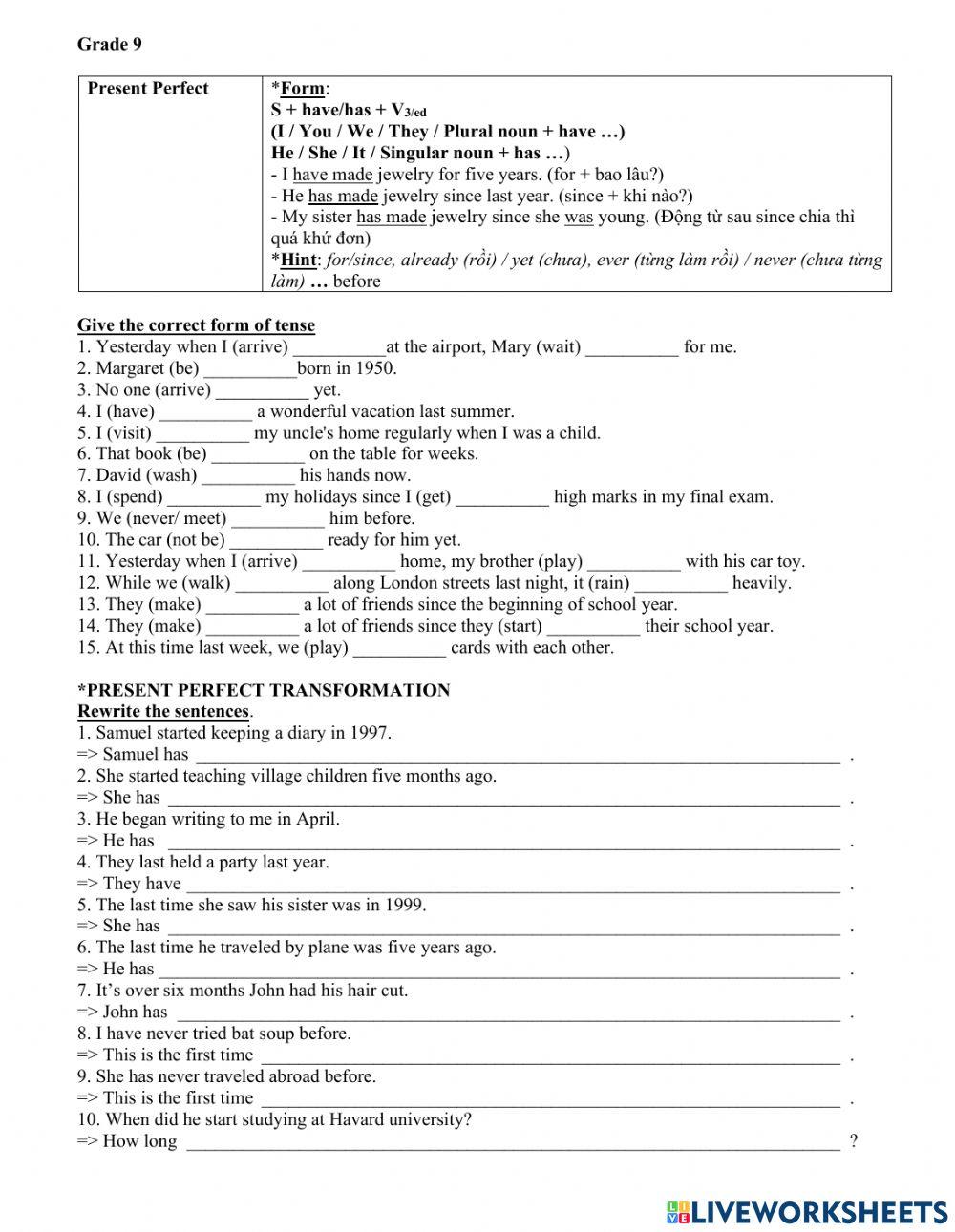 G9 Unit 1 2 3 (written revision) worksheet | Live Worksheets