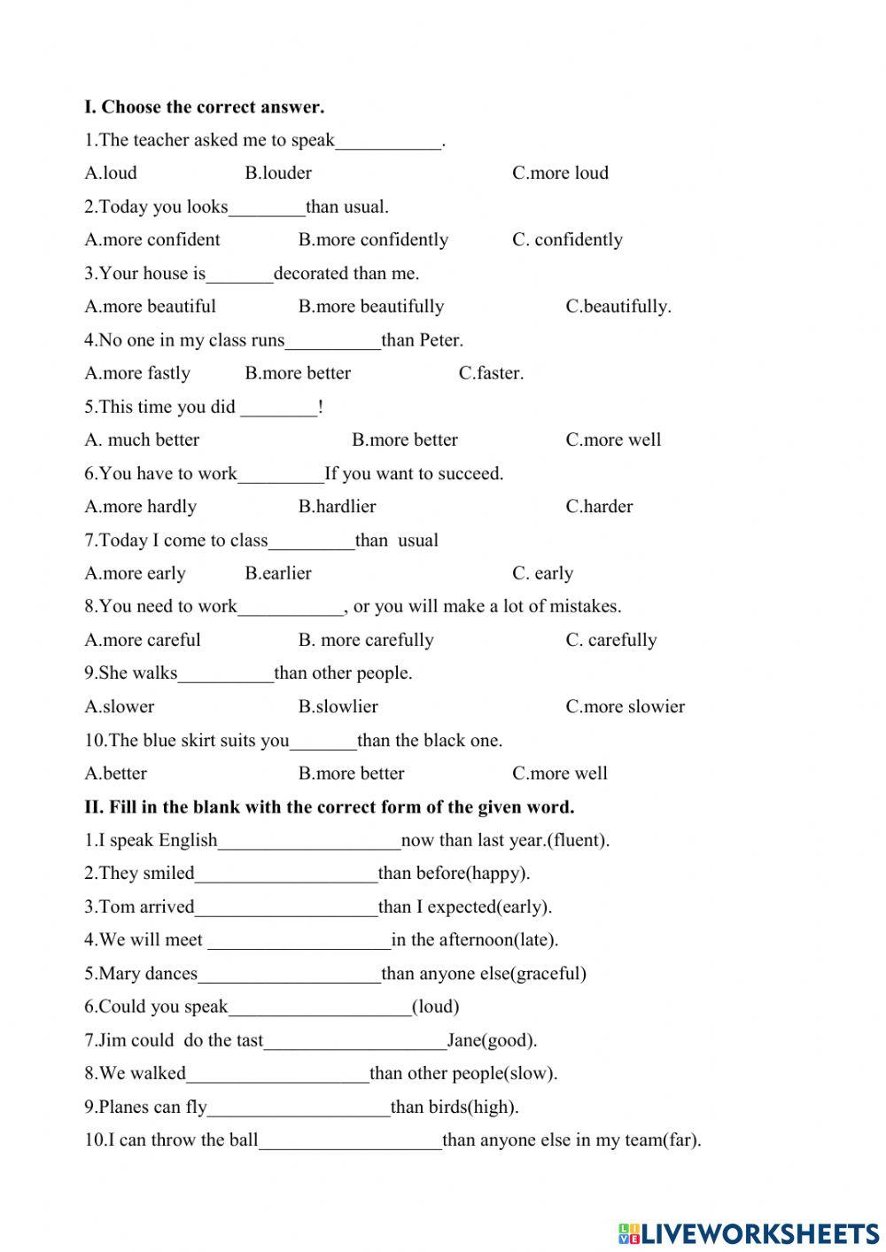 Grade 8 interactive exercise | Live Worksheets