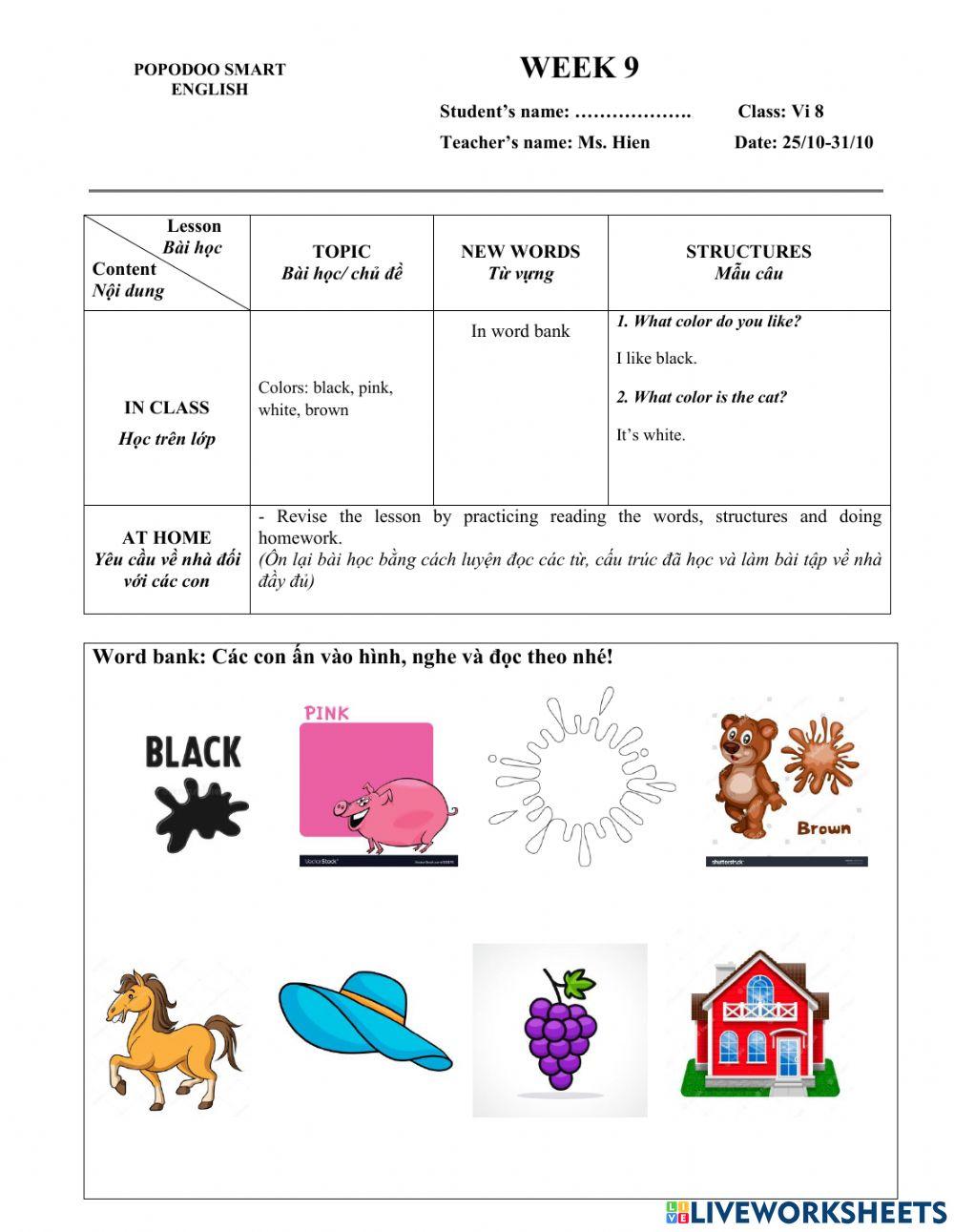 5220806 | vi8- week 9 | hienyumi97 | LiveWorksheets