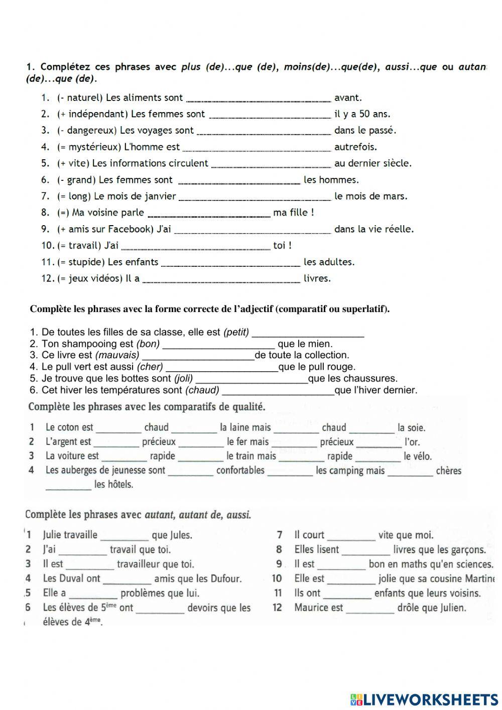 Révision - modules 3-4 worksheet | Live Worksheets