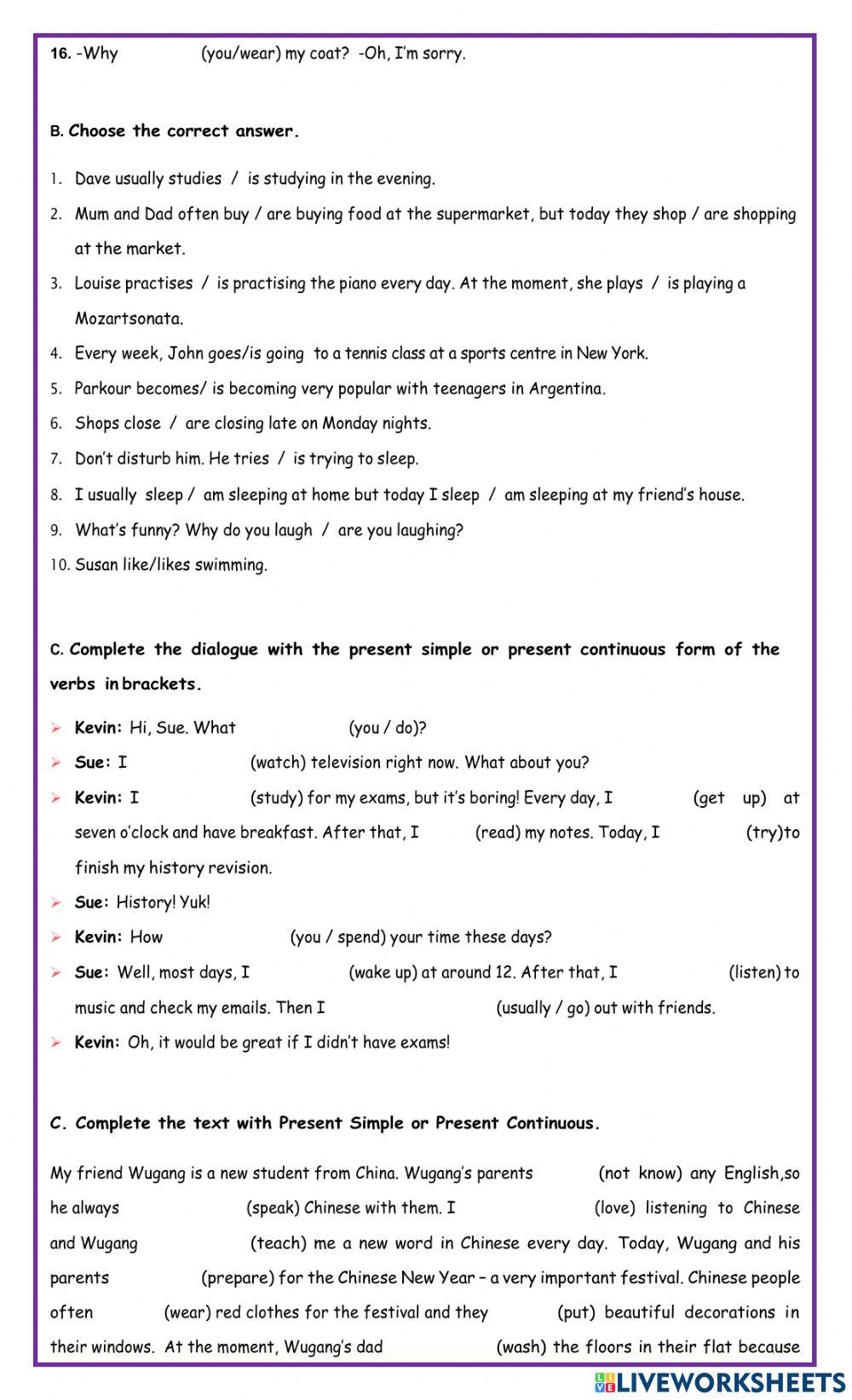 3457017 | Revision present simple - present continuous