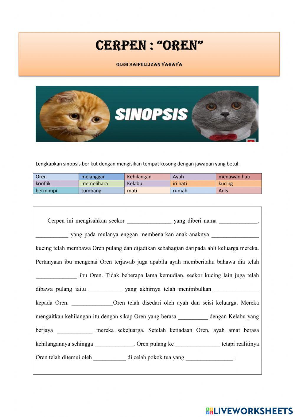 Cerpen -Oren- online exercise for | Live Worksheets
