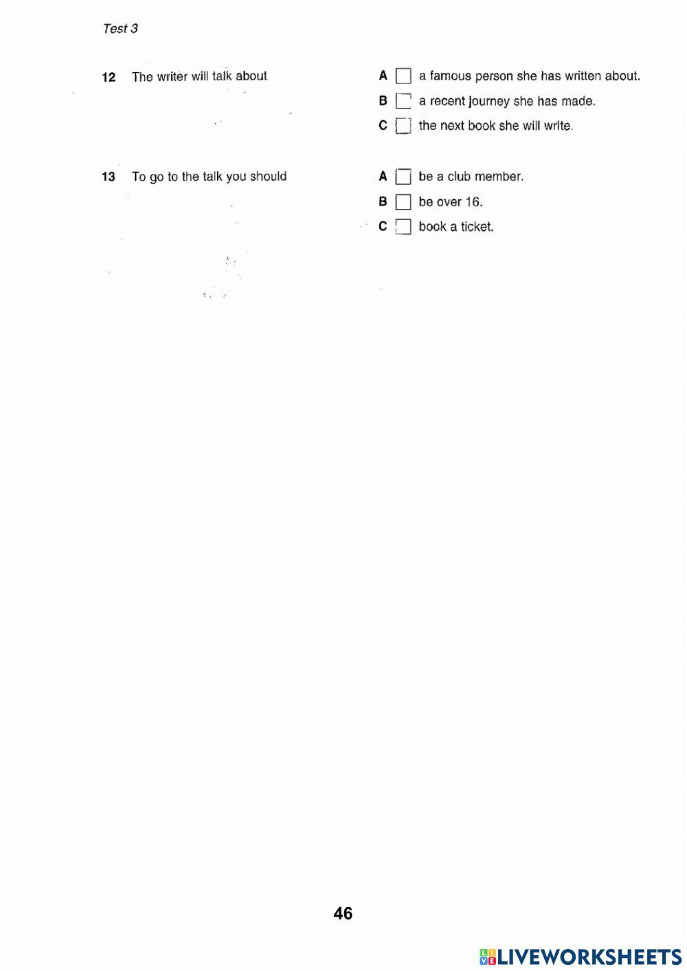 PET 3 - TEST 3 - Listening 1570405 | huongntk1212