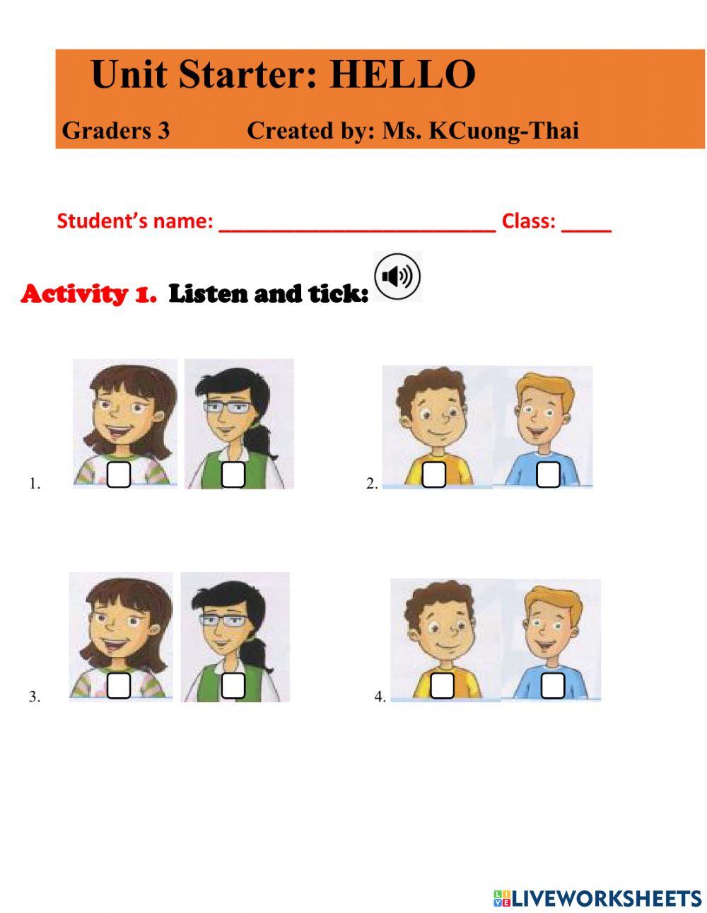 FF3 unit Starter Lesson 1 sua lai online exercise for | Live Worksheets