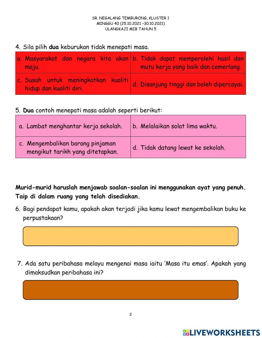 4296979 | Ulangkaji Unit 1.3: Menghargai - Menepati Masa