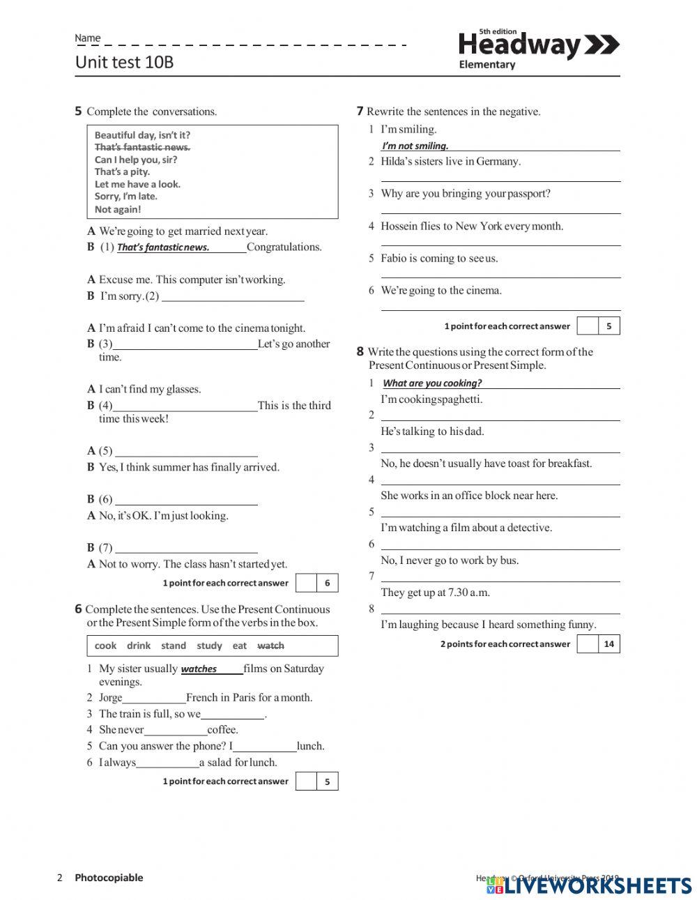 HEADWAY ELEMENT… | Free Interactive Worksheets | 5221406